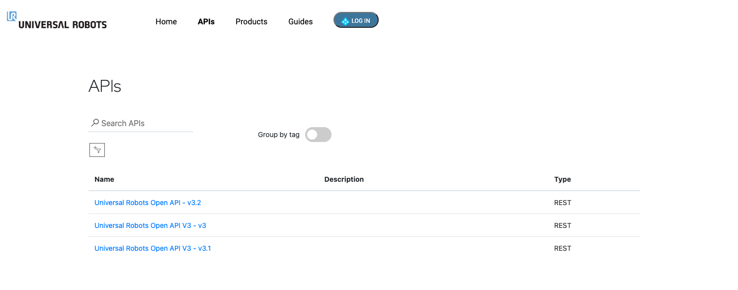Get Started - Universal Robots API Management