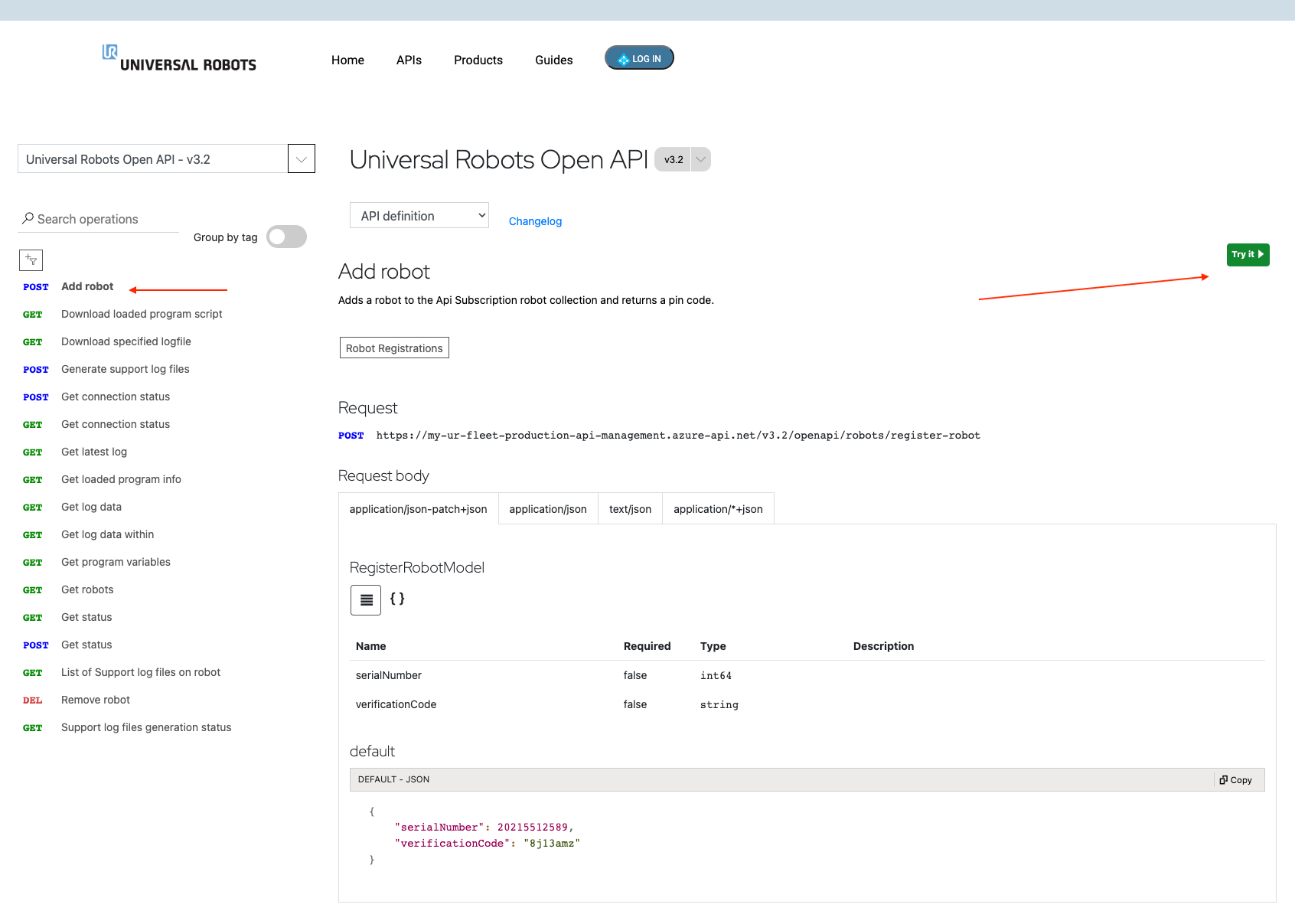 Get Started - Universal Robots API Management