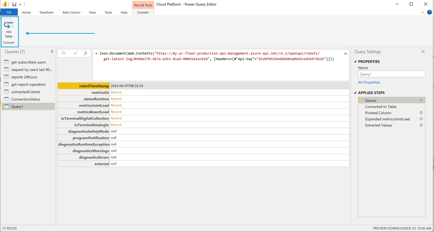 Power BI Guide - Universal Robots API Management