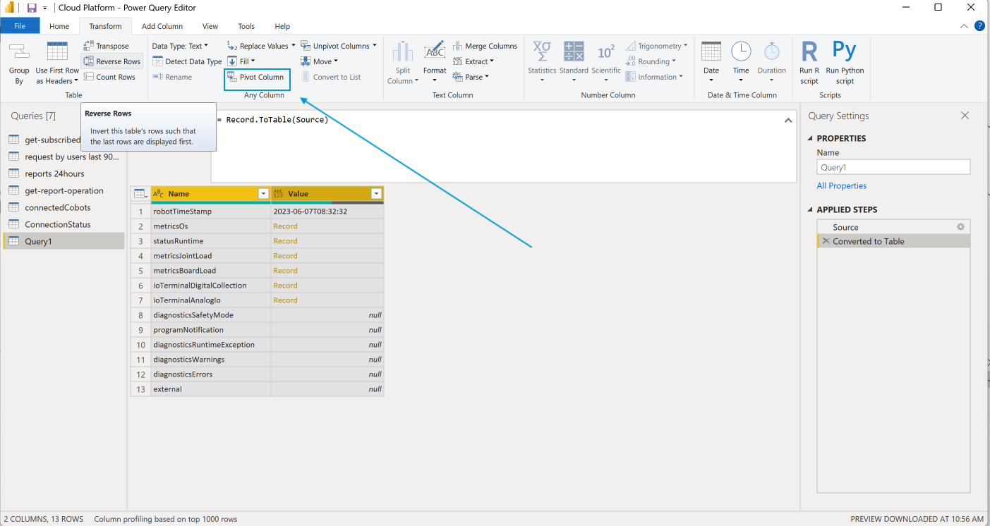 Power BI Guide - Universal Robots API Management